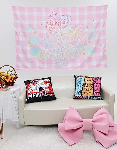 Winx Club Tapestry Wall Hanging Kawaii Friendship Dark Gothic Wall Tapestry for Living Room Bedroom (Pink)