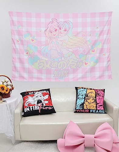Winx Club Tapestry Wall Hanging Kawaii Friendship Dark Gothic Wall Tapestry for Living Room Bedroom (Pink)