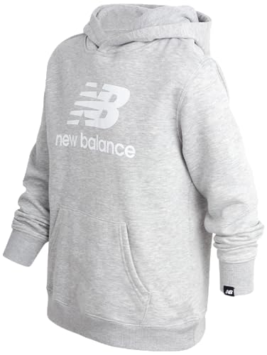 New Balance Boys' Sweatshirt - Basketball Active Fleece Pullover Hoodie (Size: 4-20), Size 10-12, Light Grey