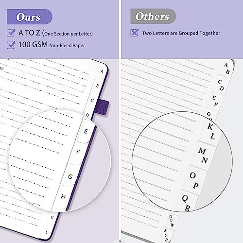 Address Book with Alphabetical Tabs, Hardcover Password Book, Address Organizer Keep Track of Phone Numbers, Special Days, Birthdays, Anniversaries and Notes (5.3'' x 7.7", Deep Purple)