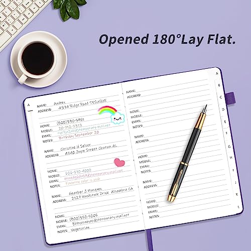 Address Book with Alphabetical Tabs, Hardcover Password Book, Address Organizer Keep Track of Phone Numbers, Special Days, Birthdays, Anniversaries and Notes (5.3'' x 7.7", Deep Purple)