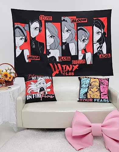 Winx Club Tapestry Wall Hanging Kawaii Friendship Dark Gothic Wall Tapestry for Living Room Bedroom (Pink)