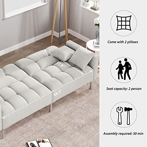P PURLOVE 74" Upholstered Sofa Bed Sleeper Couches and Sofas,Convertible Folding Futon Sofa Bed Modern Adjustable Recliner Couches Sofas Bed for Living Room Office