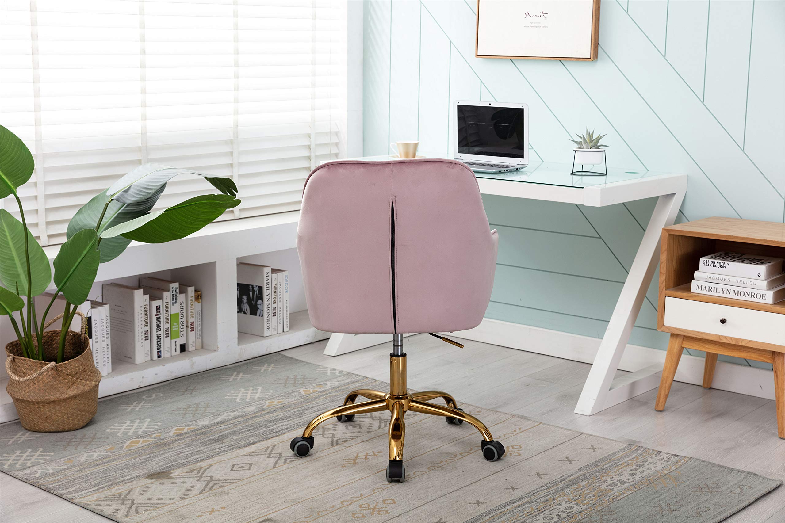 FATFISH Velvet Swivel Shell Chair for Living Room, Office, Modern Leisure Arm Chair in Pink