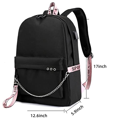 SPIRTUDE Spy x Family Backpack for School Anya Forger Bookbag Anime Backpacks with USB Charging Port, 17inch (B)