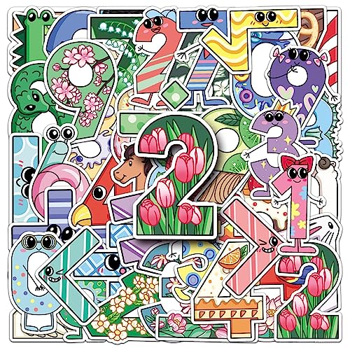 Number Decorating Stickers,Water Bottles Stickers,Scrapbooking Stickers for Laptop,Skateboard,Luggage Decal,Motorcycle,Bicycle. Stickers for Teens Girls Kids. (50 PCS Digital Graffiti)