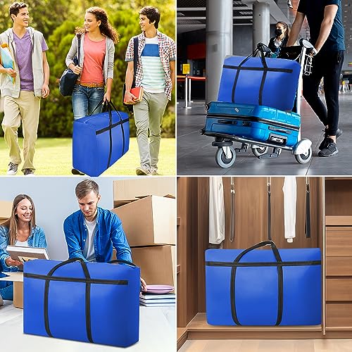 CIVJET 1 Pack Moving Bags Heavy Duty Extra Large with Strong Zippers, Storage Totes Bag with Handles for College Students, Moving Supplies & Boxes for Clothes, Storage Containers for Camping (Blue)