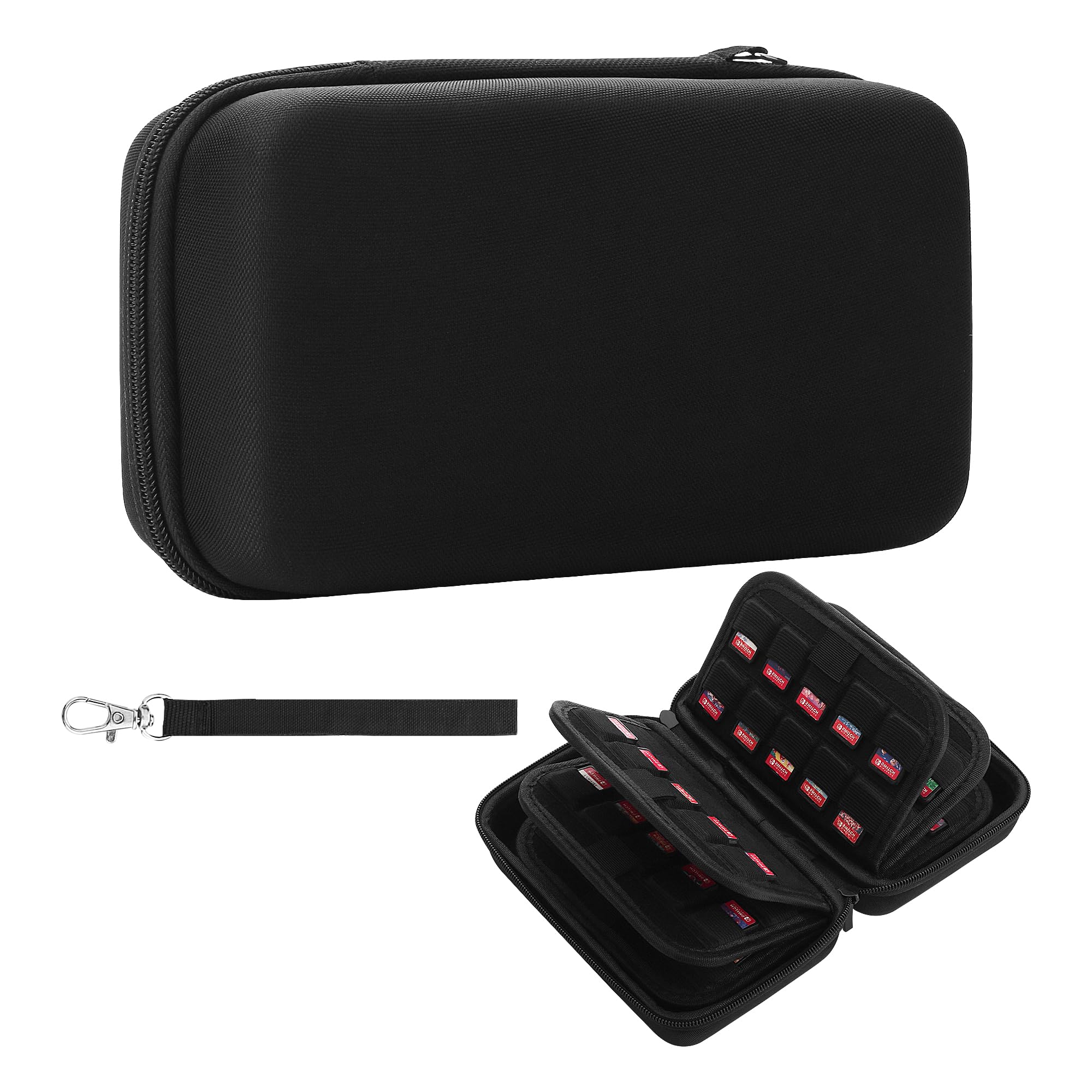 CONSOLEARMOR 120 Slot Game Case for Nintendo Switch, PS Vita & SD Cards - Hard EVA Shell with Dual Zipper & Wrist Strap
