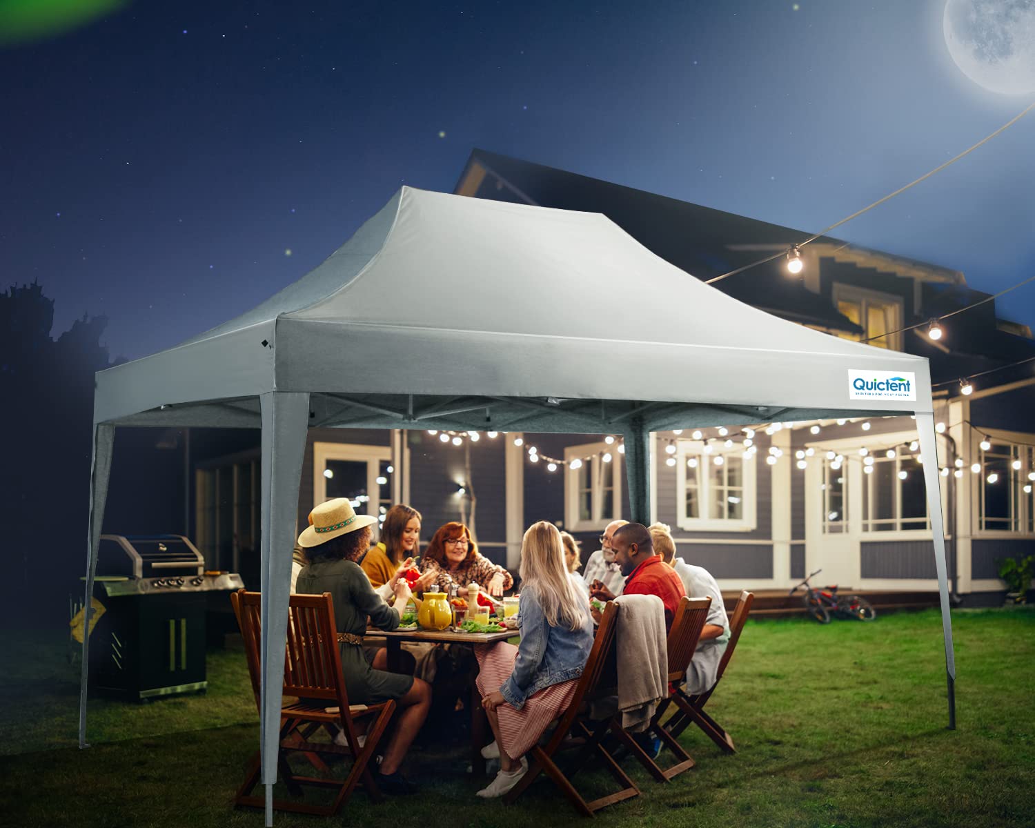 Quictent Privacy 10'x15' Easy Pop up Canopy Tent with Sidewalls and Roll-up Ventilated Windows, Heavy Duty Easy up Outdoor Party Shelter Enclosed Waterproof, Wheeled Carry Bag (White)