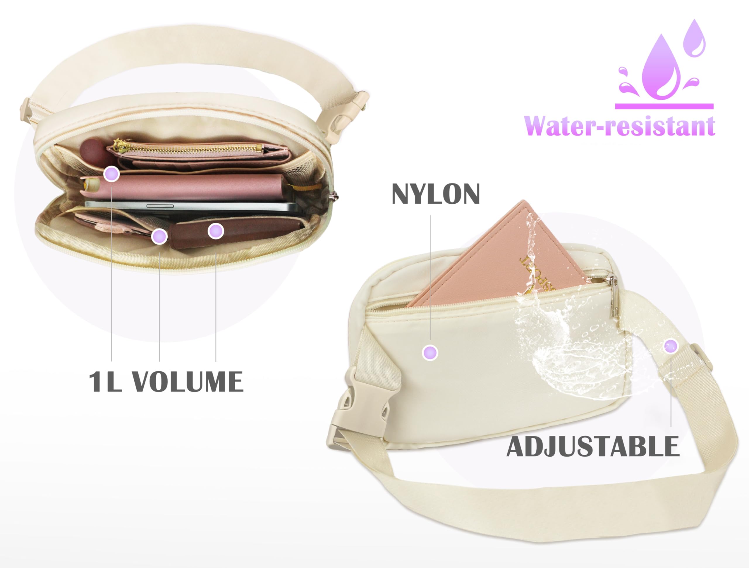COSHAYSOO Fanny Pack Belt Bag Crossbody Initial Letter for 7 8 9 10 11 12 13 14 15 Year Old Teen Girl Gifts Trendy Stuff Cross Body Purse Travel Essentials Unique Easter Birthday Gift Idea Ivory M