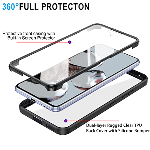 ZHOUDSAEIFD Case Compatible for Xiaomi Redmi Note 12 Pro 5G/Poco X5 Pro, 360° Full Body Protection Military-Grade Shockproof TPU Phone Cover with Screen Protector - Black