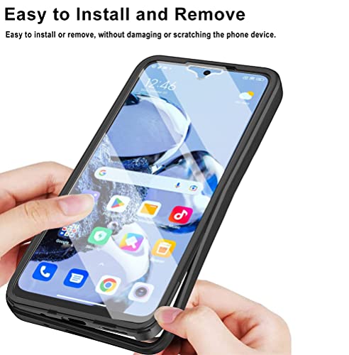 ZHOUDSAEIFD Case Compatible for Xiaomi Redmi Note 12 Pro 5G/Poco X5 Pro, 360° Full Body Protection Military-Grade Shockproof TPU Phone Cover with Screen Protector - Black
