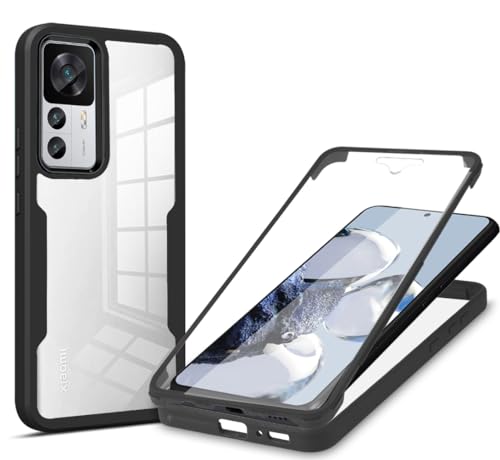 ZHOUDSAEIFD Case Compatible for Xiaomi Redmi Note 12 Pro 5G/Poco X5 Pro, 360ยฐ Full Body Protection Military-Grade Shockproof TPU Phone Cover with Screen Protector - Black