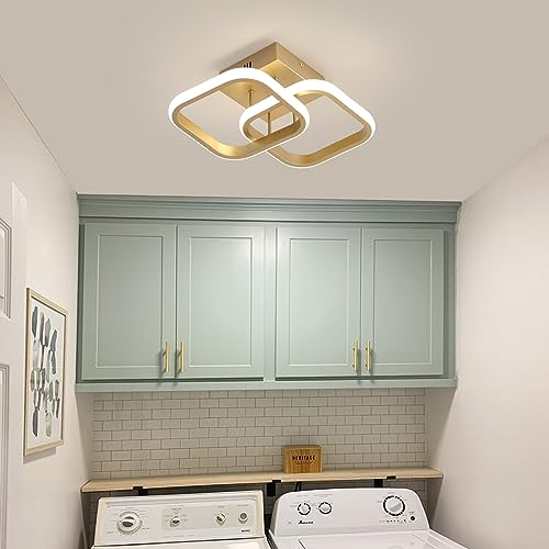 AMZASA Gold Hallway Light Modern LED Ceiling Light Mini Close to Ceiling Lamp for Balcony Corridor Closet Bedroom Bathroom Kitchen 4000K Neutral Light