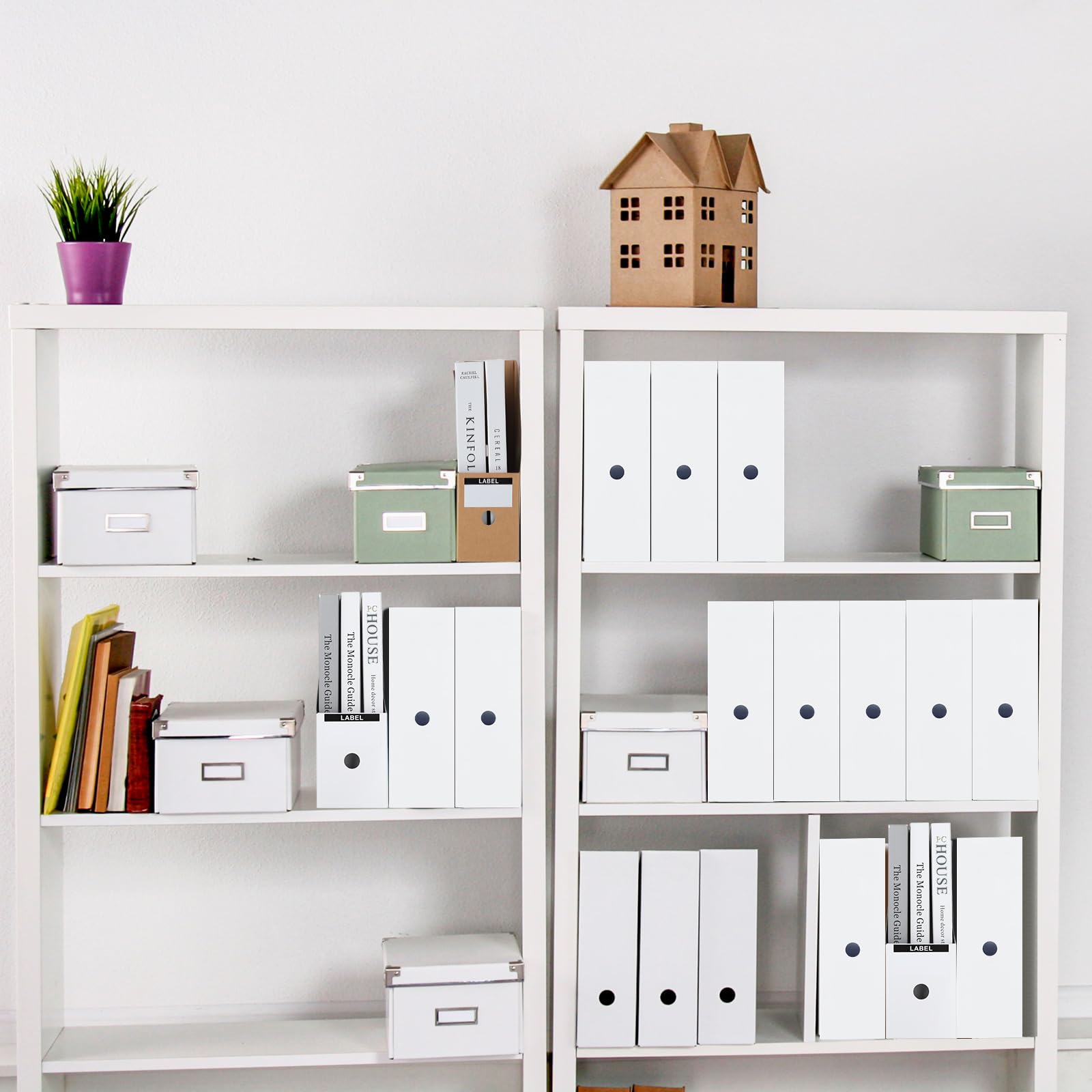 50 Pcs Cardboard Magazine Holder Magazine File Holder Magazine Storage Box Document Magazine File Organizer with 50 Pcs Labels for School Office Home Supplies (White)