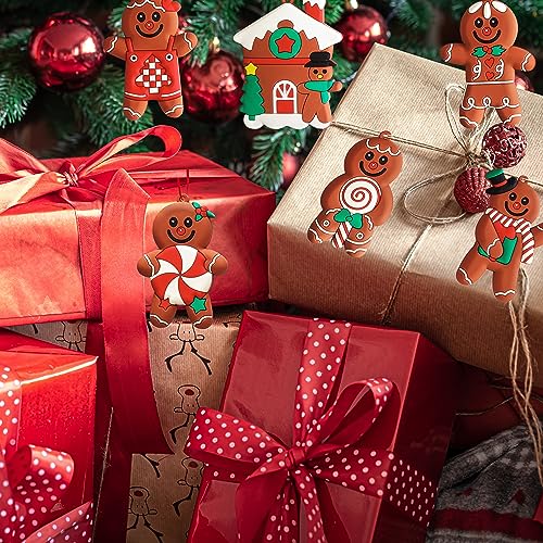 12pcs Christmas Ornaments Cute Santa Claus Xmas Tree Decorations Plastic Figurines Ornaments with Sugar Cookie House for Christmas Tree Hanging Party Ornaments DIY Decor 3 Inch Tall