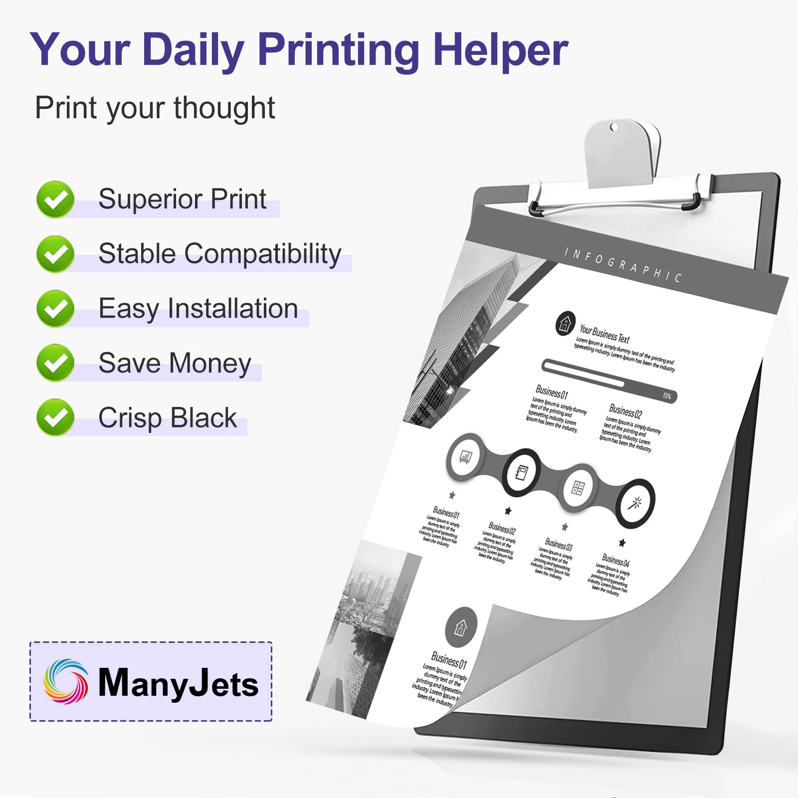 ManyJets 206A Compatible Toner Cartridge with Chips Replacement for HP 206A W2110A 206X W2110X Black Work with HP Pro M283fdw M255dw M283cdw M282nw M283fdn M255nw Printer (Black,2-Pack,with Chips)