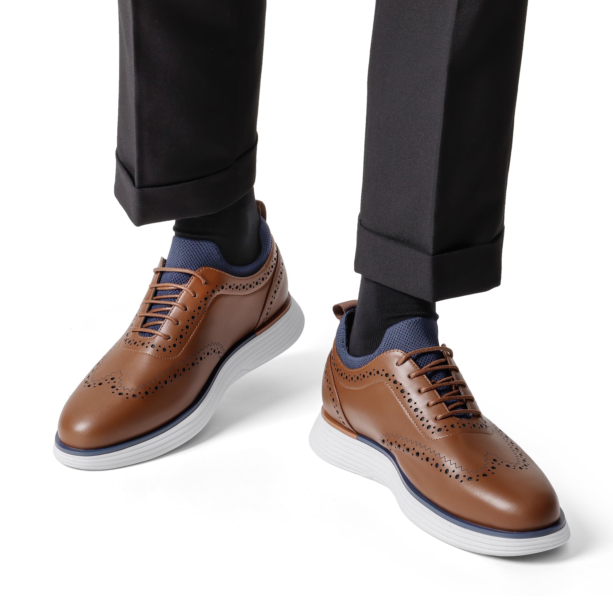 Bruno Marc Men's Dress Sneakers Oxfords Casual Formal Business Wingtip Brogue Shoes,Brown,Size 8.5,SBOX2326M