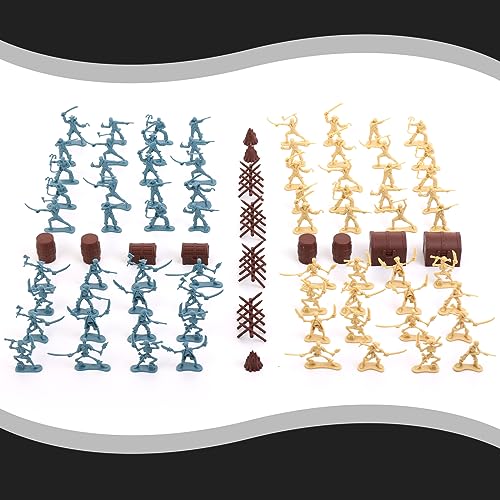 HAPTIME Pirate Toy Set,Pirate and Skeleton Warriors Figures,20 Pirates and 20 Skeleton Warriors with Accessories Such as Buckets,Fences, Bonfires,Treasure Chests
