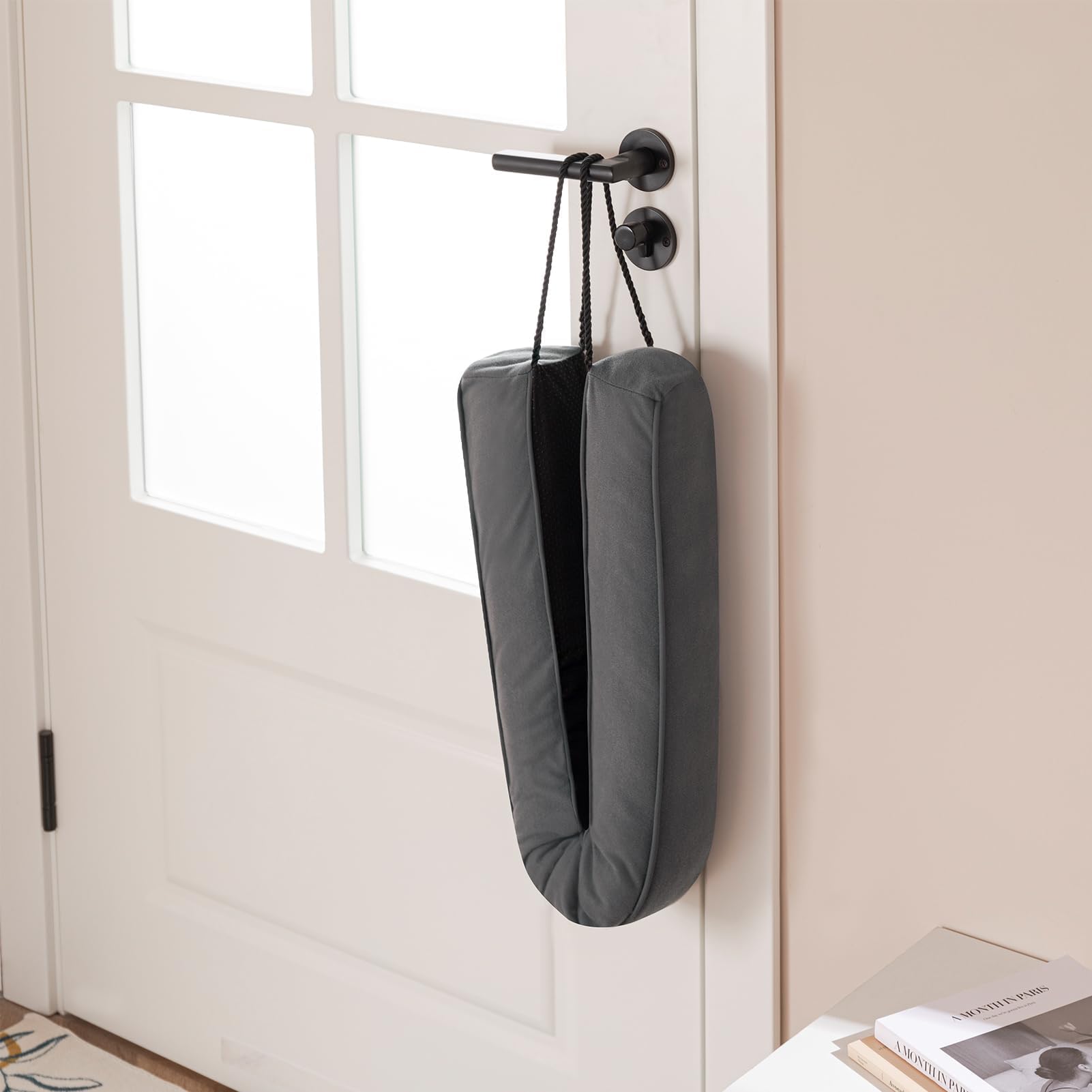 Sunolga 38 Inch Heavy Duty Door Draft Stopper for Bottom of Door, Weighted Right Angle Triangular Column Sound Proof Draft Guard for Gaps Up to 3β Under Doors, Gray