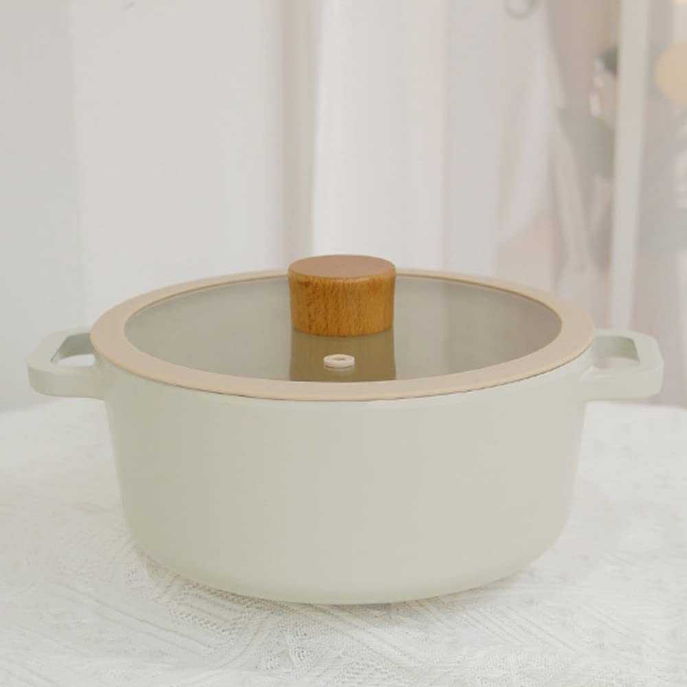 TORI COOKWARE Non-Stick Coated Ceramic Pot, Versatile Heat Source Compatibility, Ergonomic Design, Korean-Made Durability, Impact-Resistant, Chemical-Free Safety (Two-Handed Pot 20cm (7.9 inch))