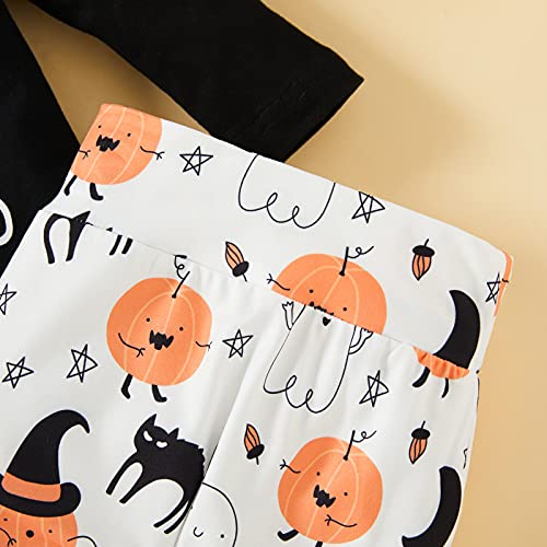 Sinhoon Baby Boys Girls Halloween Outfits Funny Letter Romper+Ghost Pumpkin Legging Pants Halloween Clothes(Black,Newborn