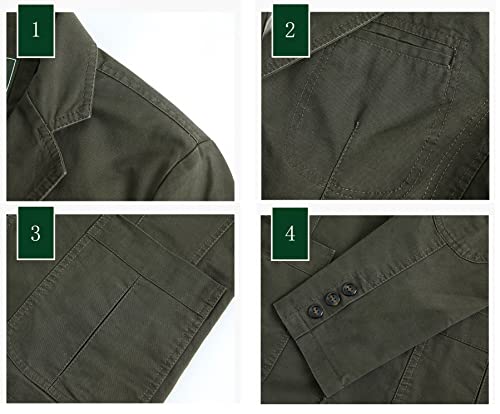 Idopy Men`s Vintage Casual Washed Cotton 3 Buttons Twill Suit Jacket Sport Coat Blazer Black L