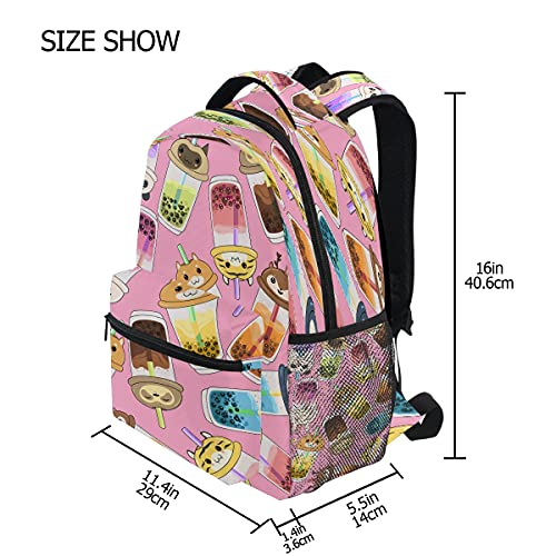 xigua Kawaii Bubble Tea Print Computer Backpack - Lightweight School Bag for Boys Girls Tenns