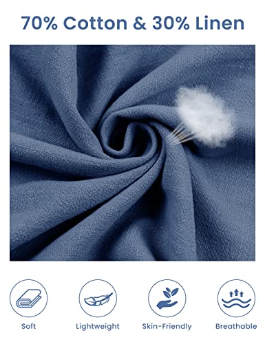 Tanming Linen Pants Women Summer Wide Leg High Waisted Work Pants Palazoo Trousers (NavyBlue-XL)