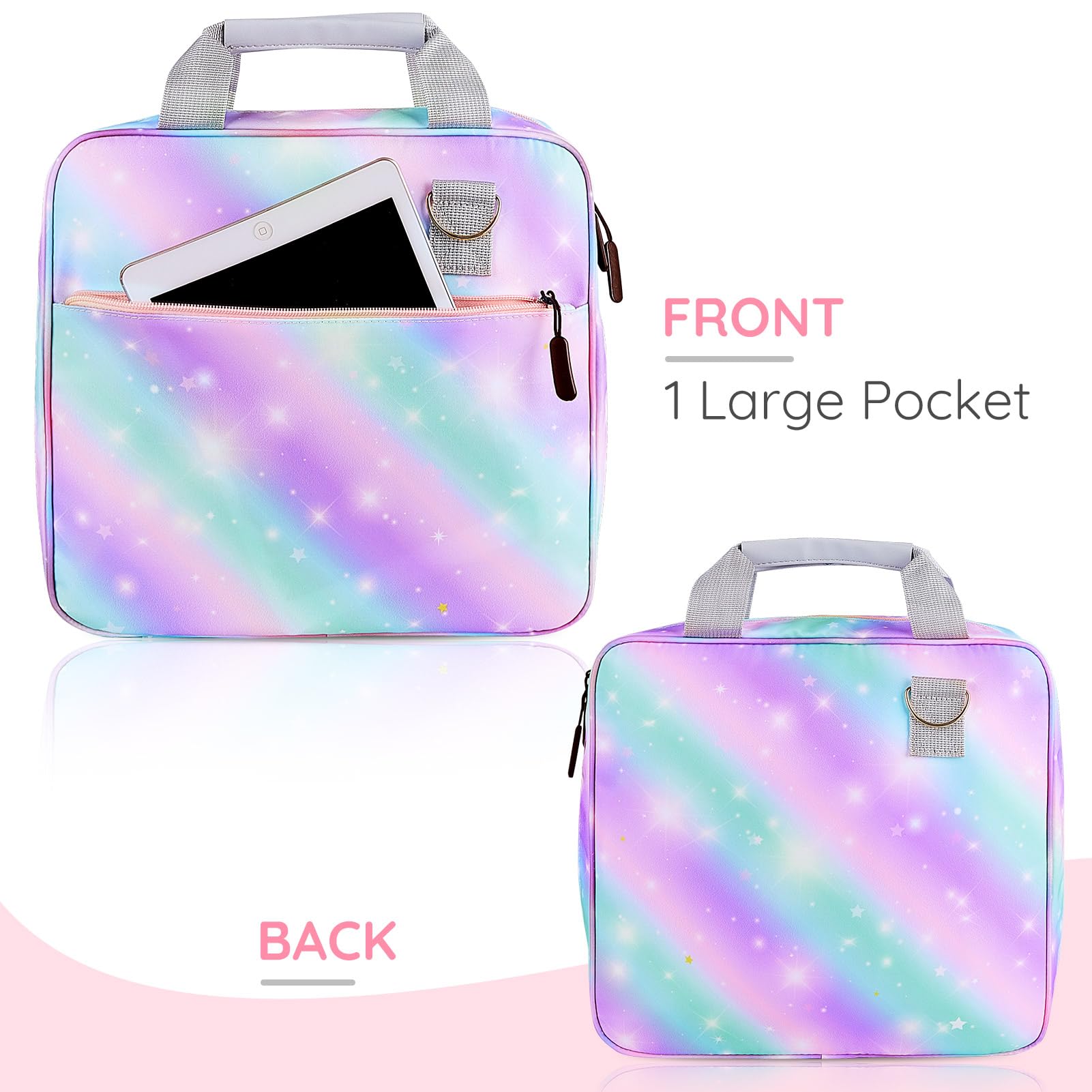 Zipper Binder with Shoulder Strap, 2 Inch 3 Ring Organizer for Middle School, Case it Multiple Pockets, Handle Included, 500 Sheet Capacity