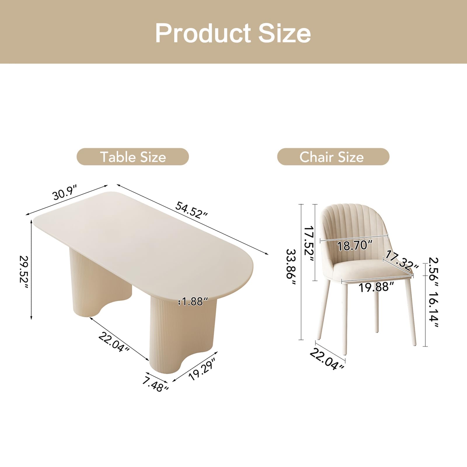 GraceNook White Dining Table Set for 4, 54.5" Oval Kitchen Dining Table and Chairs Set of 4, 4C Baking Paint Technology, Modern Dining Tables with 4 Chairs for Dining Room, Kitchen, Indoor Funiture