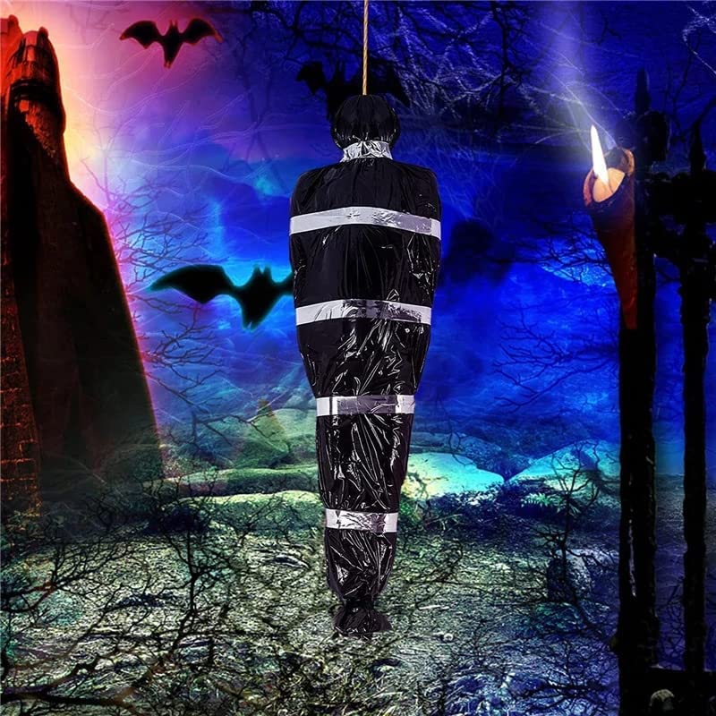 Nchampionba Halloween Decorations Dead Victim Props - Scary Fake Corpse in Bag Hallowmas Outdoor Prop Creepy Haunted House Decor (Requires Assembly), Black