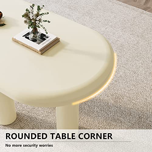GraceNook Oval White Dining Room Table for 4, 63" Dining Room Table for 4, 4 Person Modern Dining Table for Kitchen, Dining Room