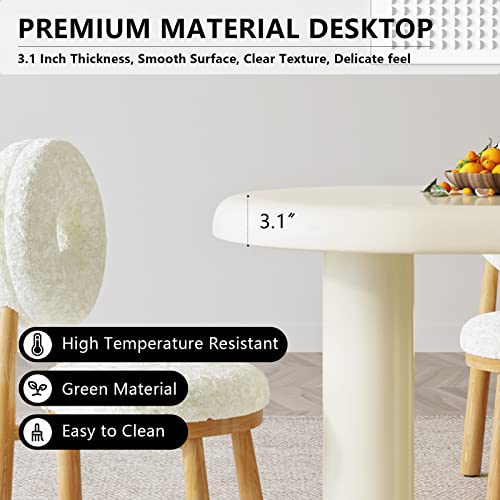 GraceNook Oval White Dining Room Table for 4, 63" Dining Room Table for 4, 4 Person Modern Dining Table for Kitchen, Dining Room