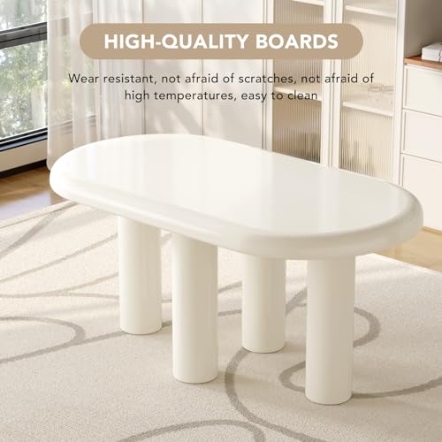 GraceNook Oval White Dining Room Table for 4, 63" Dining Room Table for 4, 4 Person Modern Dining Table for Kitchen, Dining Room