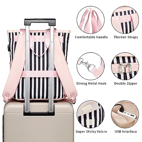 seyfocnia Laptop Backpack for Women,Teacher Backpack Tote Backpack Computer Backpack Travel Casual Backpack with USB Charging Port Work Bag Fits 15.6 Inch Laptop