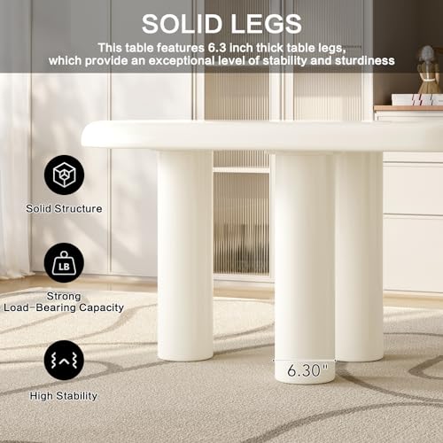 GraceNook Oval White Dining Room Table for 4, 63" Dining Room Table for 4, 4 Person Modern Dining Table for Kitchen, Dining Room