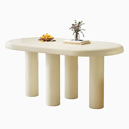 GraceNook Oval White Dining Room Table for 4, 63" Dining Room Table for 4, 4 Person Modern Dining Table for Kitchen, Dining Room