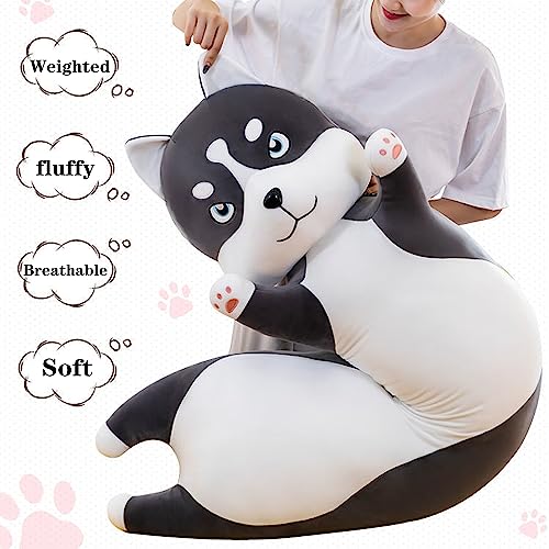 YOUBLEK 44" | 5 Pounds Weighted Stuffed Animals,Long Plush Body Pillow,Cute Husky Stuffed Animals Soft Plushies,Throw Pillow Doll Toy Gift for Girlfriend (Husky, 44 Inches 5 lbs)