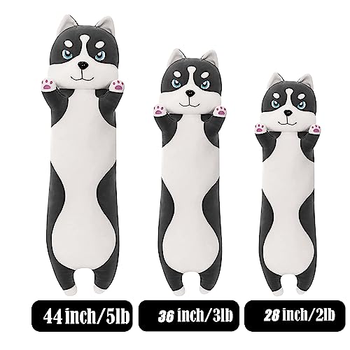 YOUBLEK 44" | 5 Pounds Weighted Stuffed Animals,Long Plush Body Pillow,Cute Husky Stuffed Animals Soft Plushies,Throw Pillow Doll Toy Gift for Girlfriend (Husky, 44 Inches 5 lbs)