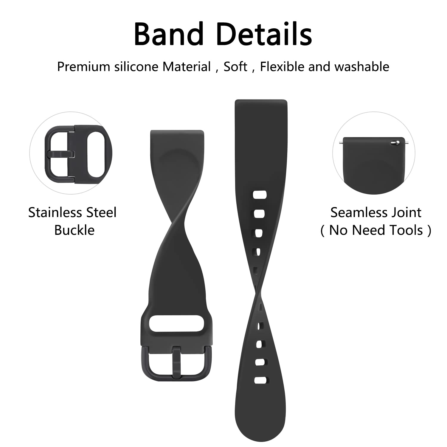 Meliya 4 Pack Watch Bands, 20mm 22mm Quick Release Soft Silicone Replacement Watch Strap for Women Men (22mm, Black+White+Grey+Navy Blue)