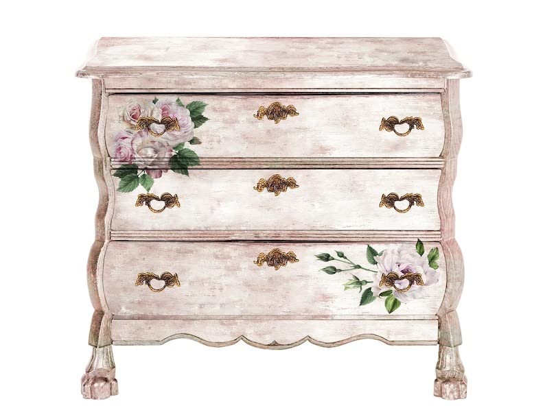 Delicate Roses Rub On Transfer Cute, Beautiful Home Decor Transfers Redesign with Prima, Cute Furniture and Craft Decals, Includes 3 Sheets (3 Unique Designs)