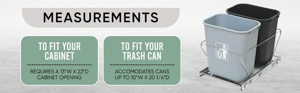 Kitchenflex Cabinet Trash Can Pull Out Kit-Bin Not Included| Space-Saving Cabinet Solution with Easy Installation | Efficient Waste Management| Pull Out Garbage Can for Kitchen Cabinet