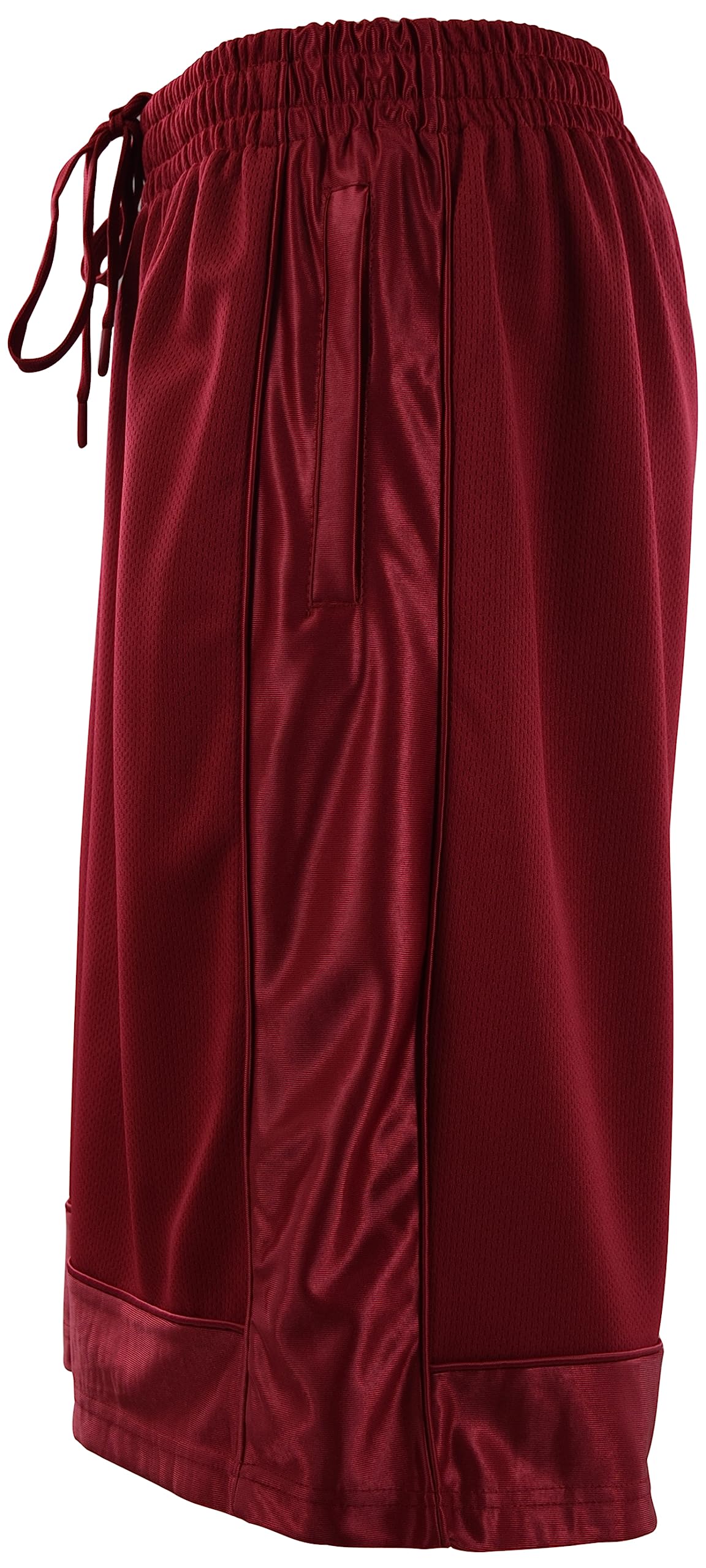 Mens Basketball Training Shorts with 3 Zippered Pockets (4X-Large, 409-Red)