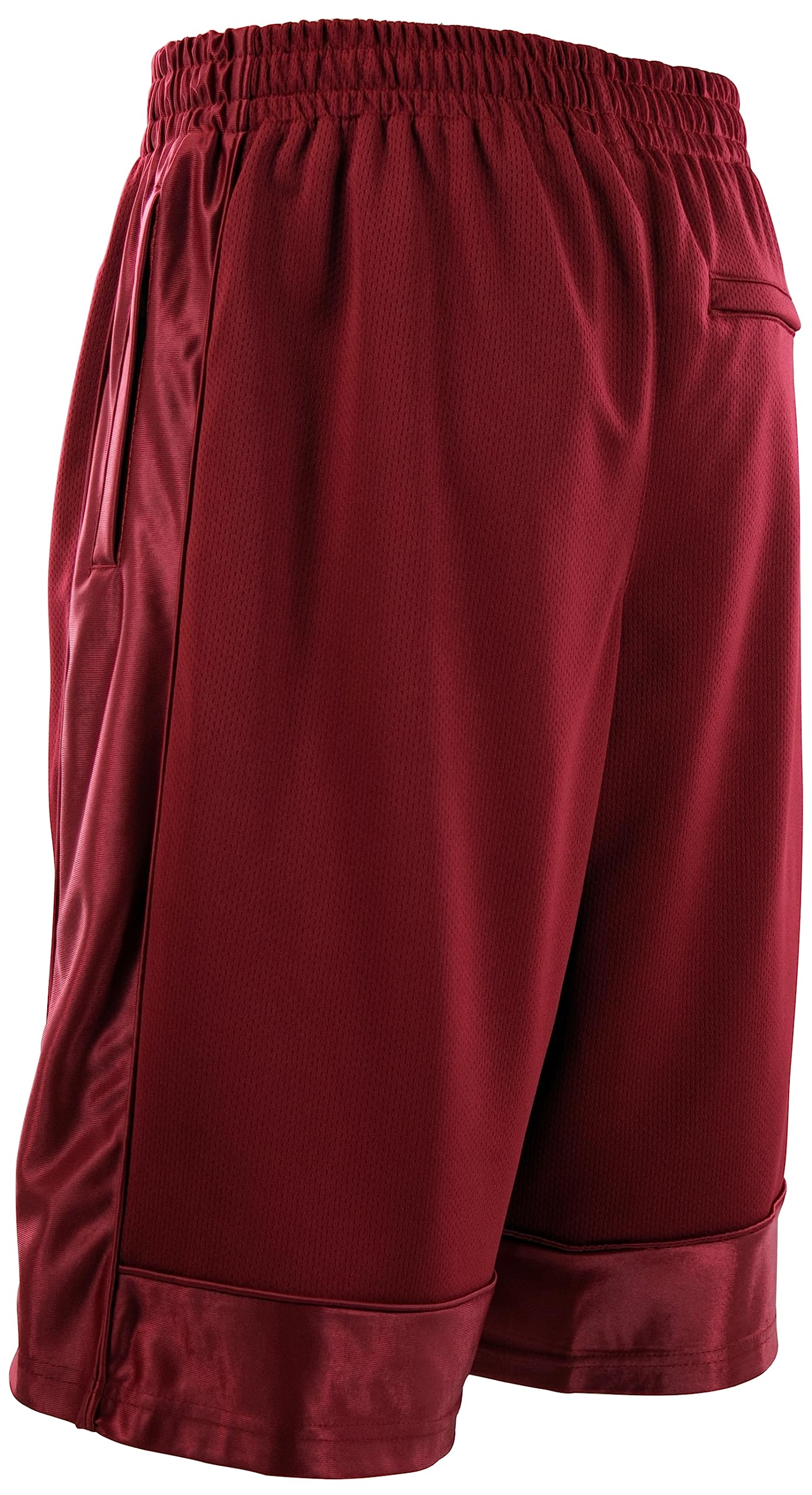 Mens Basketball Training Shorts with 3 Zippered Pockets (4X-Large, 409-Red)
