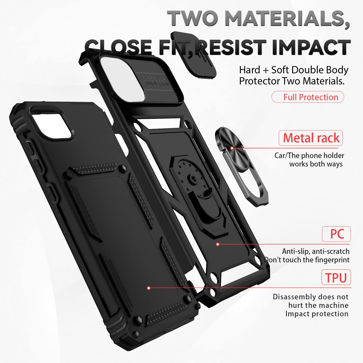 Guzhthi for Samsung Galaxy A04 Case: with Cell Phone Screen Protector Glass and Camera Back Cover Protective Heavy Duty Shockproof Rugged - Military Protection Bumper - Black Jc