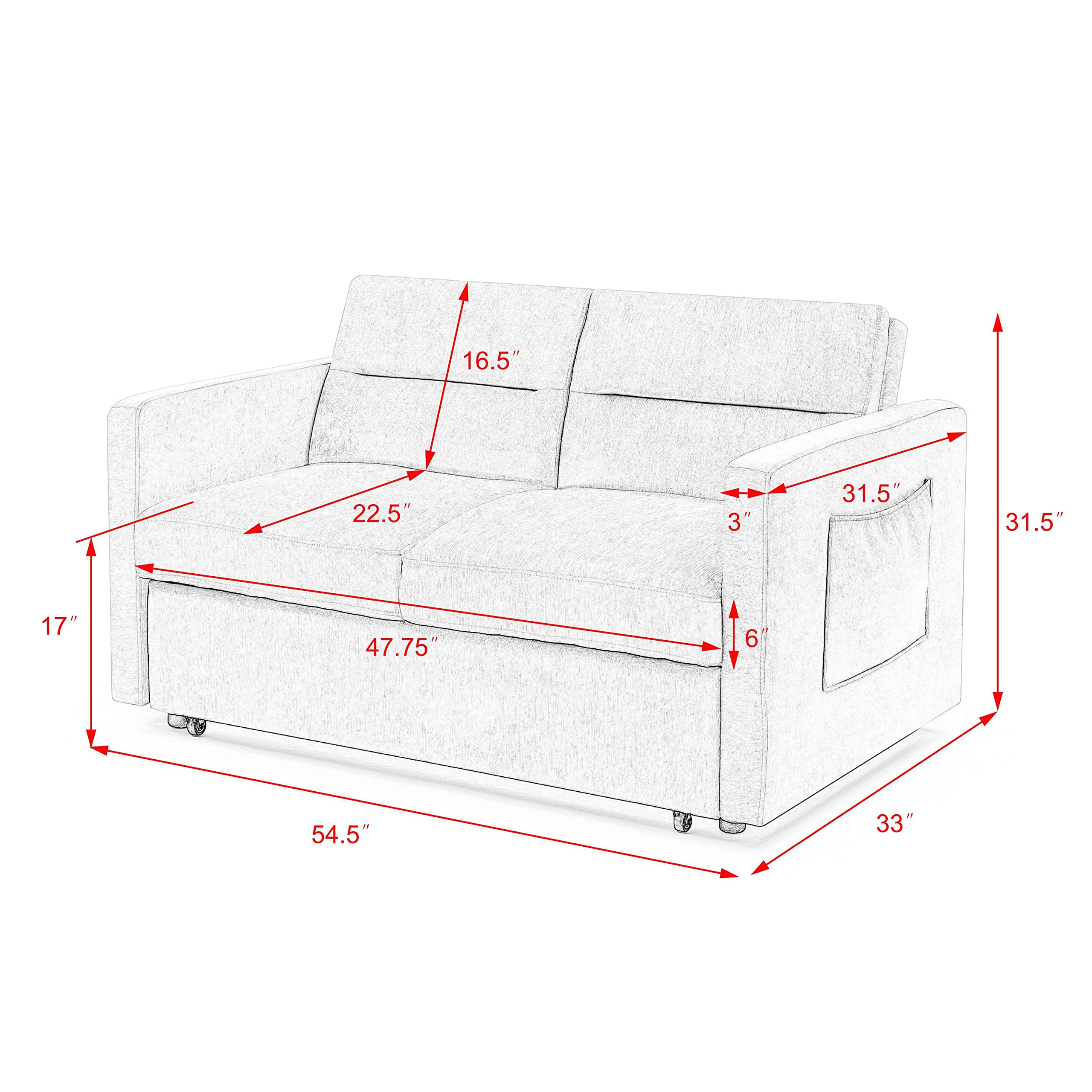 FANYE 2 Seater Sofa & Couch W/Adjustable Backrest and Pillows for Home Apartment Office Living Room, Beige