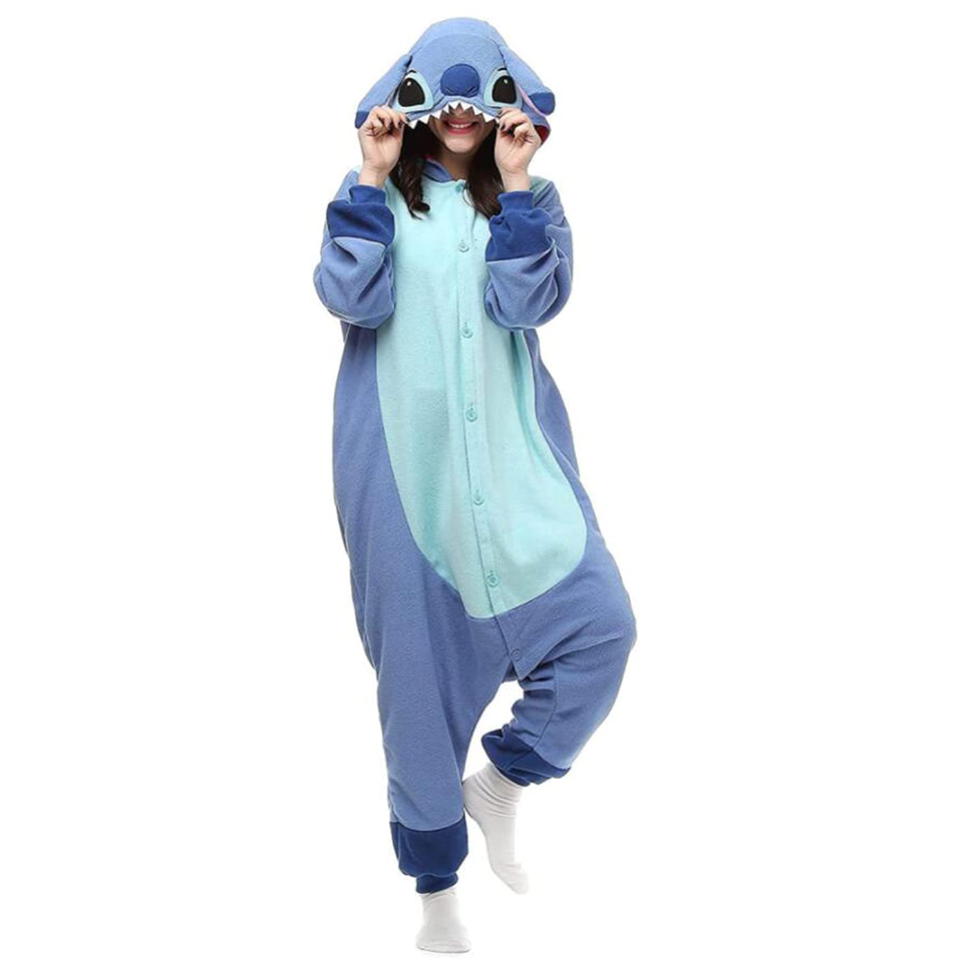 EunWow Unisex Adult Novelty One-Piece Cosplay Animal Pajamas Sleepwear Homewear Halloween for Women men-M