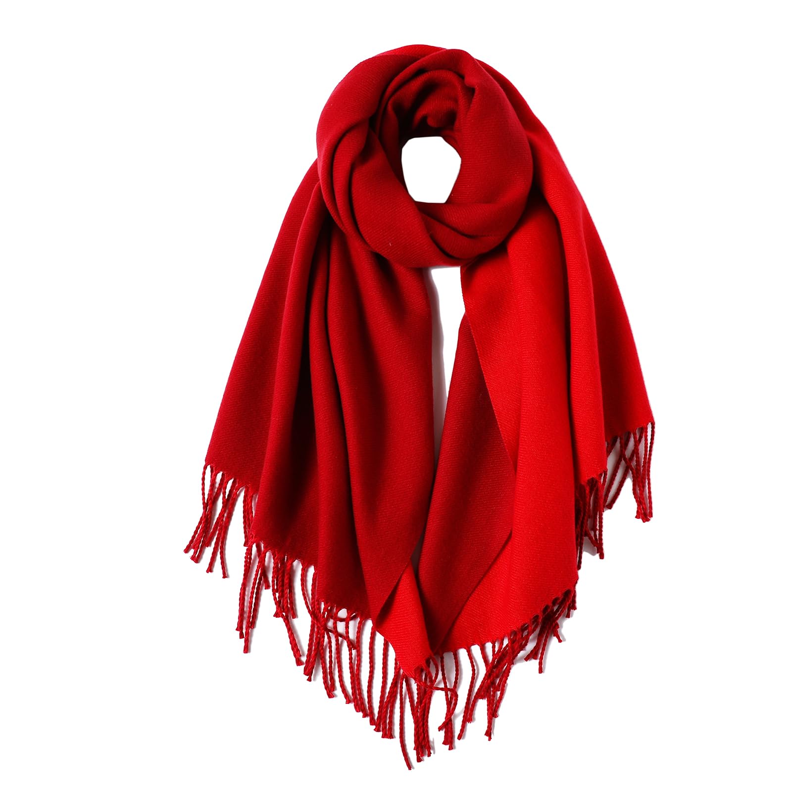 maamgic Womens Cashmere Feel Scarf Large Pashmina Shawls and Wraps Light Blanket Scarf for Evening Dress Warm Daily Travel Office Red and Dark Red
