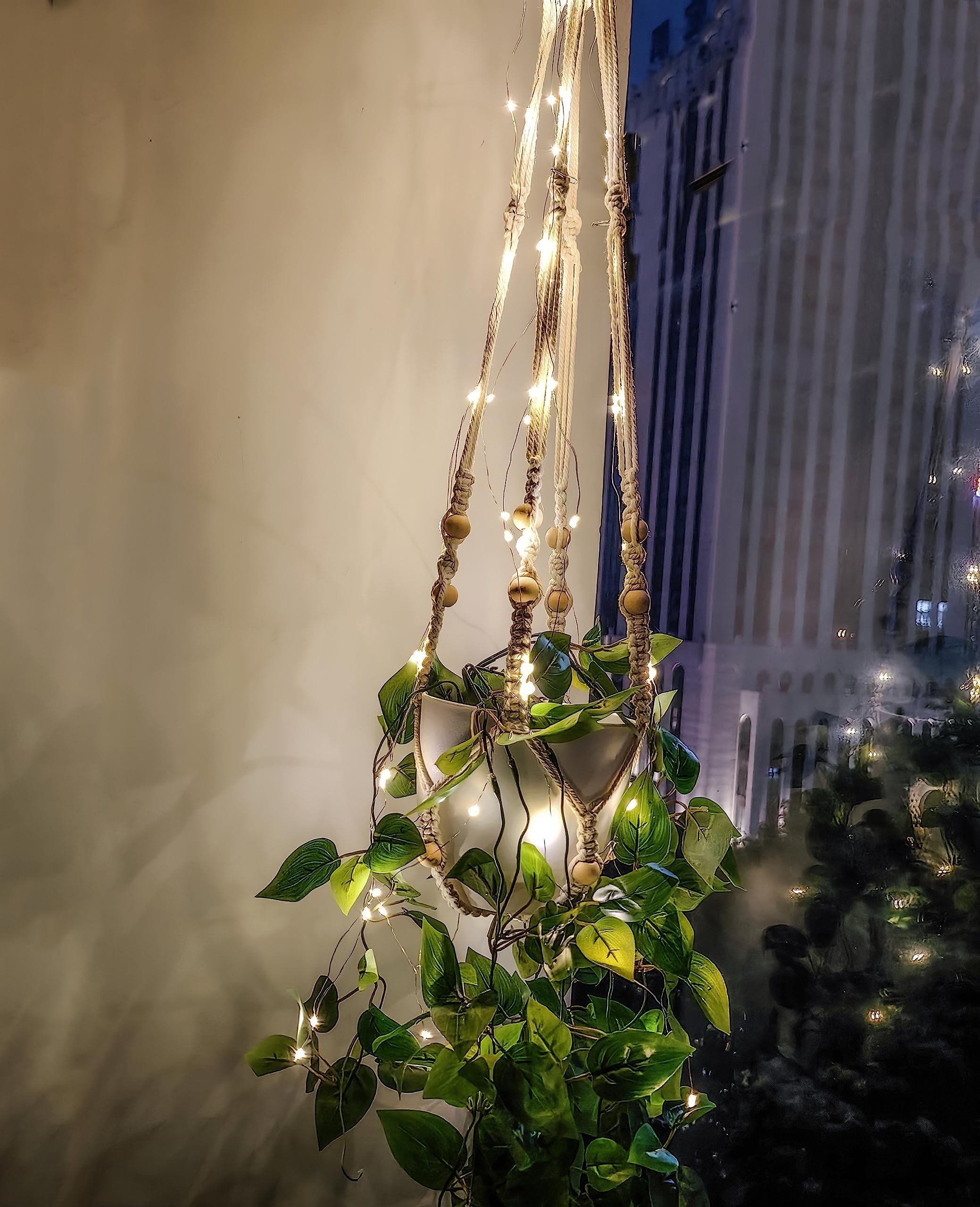 Fake Hanging Plants with Lights Artificial Plants for Home Decor Macrame Plant Hanger with Fake Vines Faux Hanging Planter for Wall Ceiling Bedroom Bathroom Kitchen Office Boho Decor Indoor